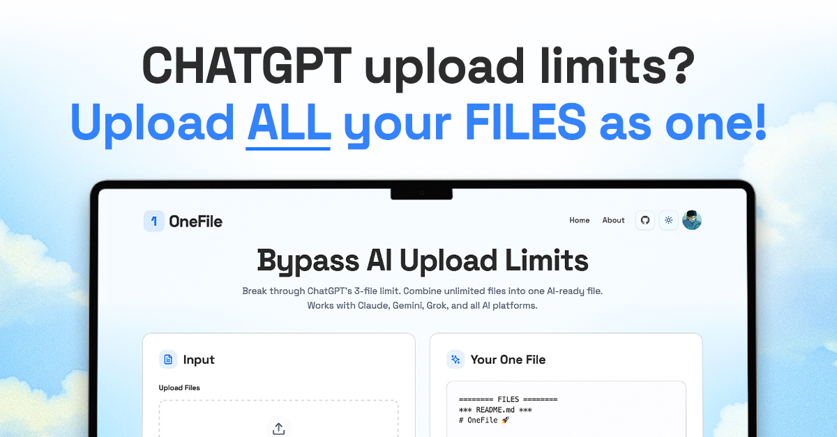 About OneFile - Free tool to upload many files to AI